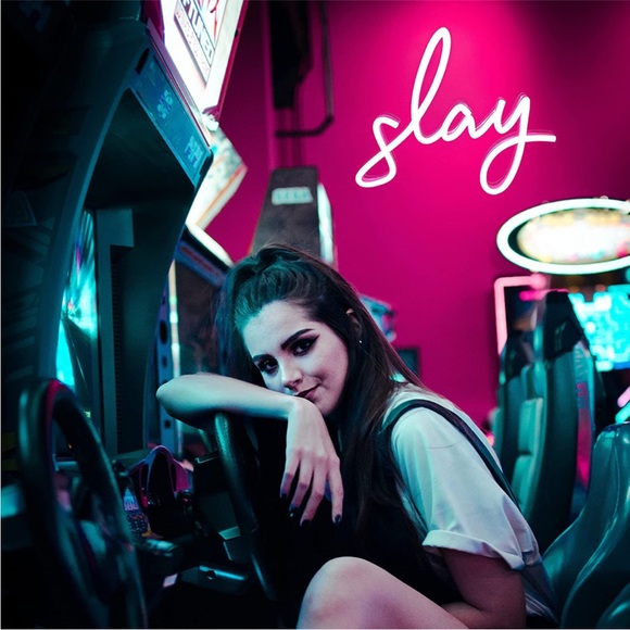 Urban Outfitters | Wall Decor | Slay Neon Pink Light Retro 8s90s ...